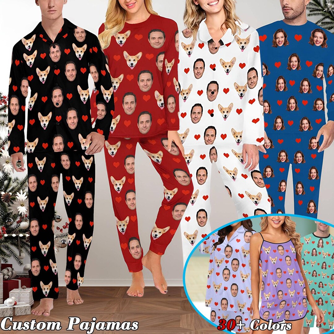 Custom Face Pajama Set, Personalized Photo Pajamas, Couple's Gift - Etsy