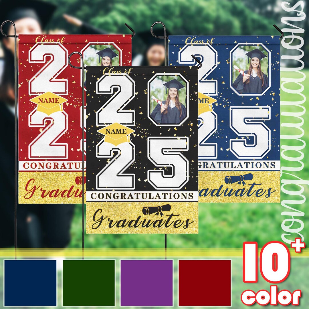 Personalized Graduation Garden Flag With Photo, Custom Name Outdoor ...