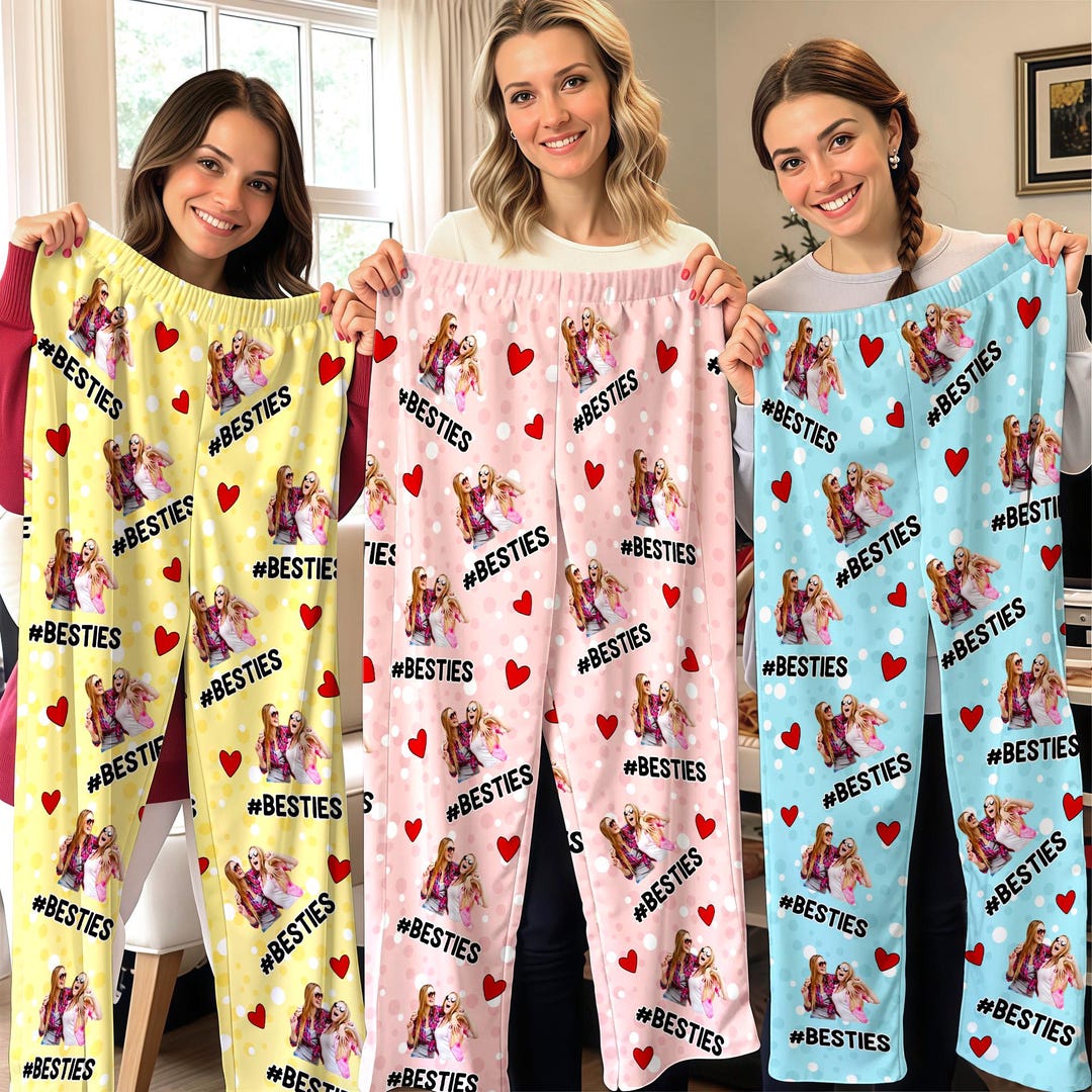 Custom Photo Besties Pajama Pants: Personalized BFF Matching Pjs - Etsy