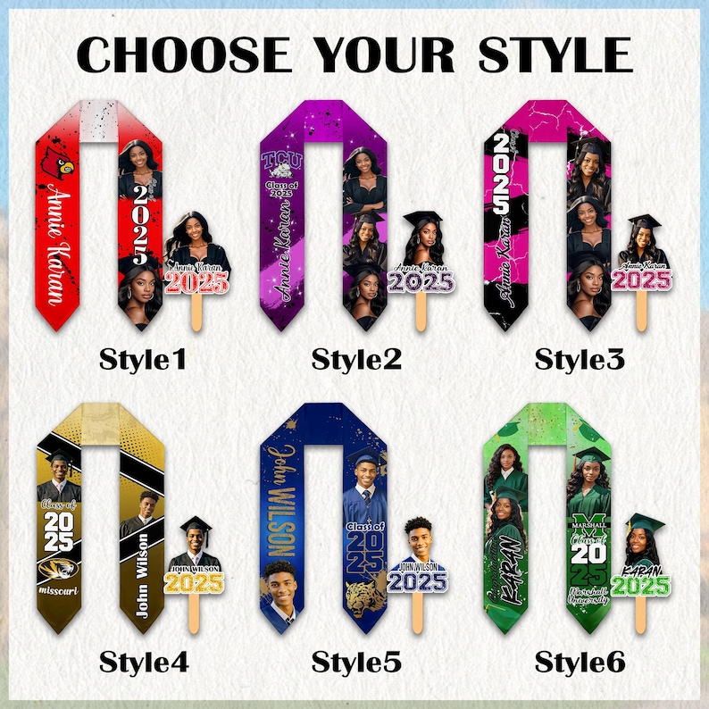 Custom Graduation Stole: Personalized Photo & School Colors - Etsy