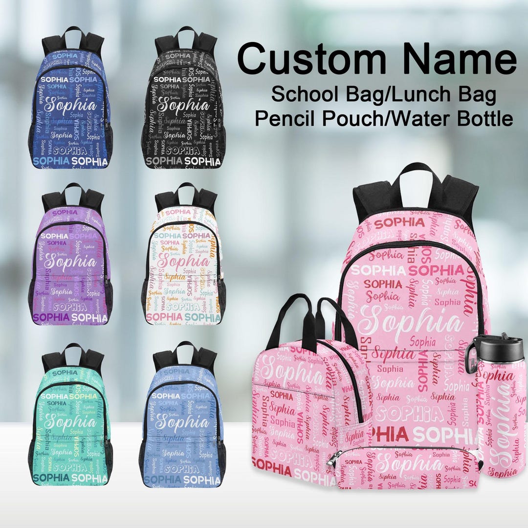 Custom Name Backpack,personalized Backpack for Kids, Lunch Bag,pencil ...
