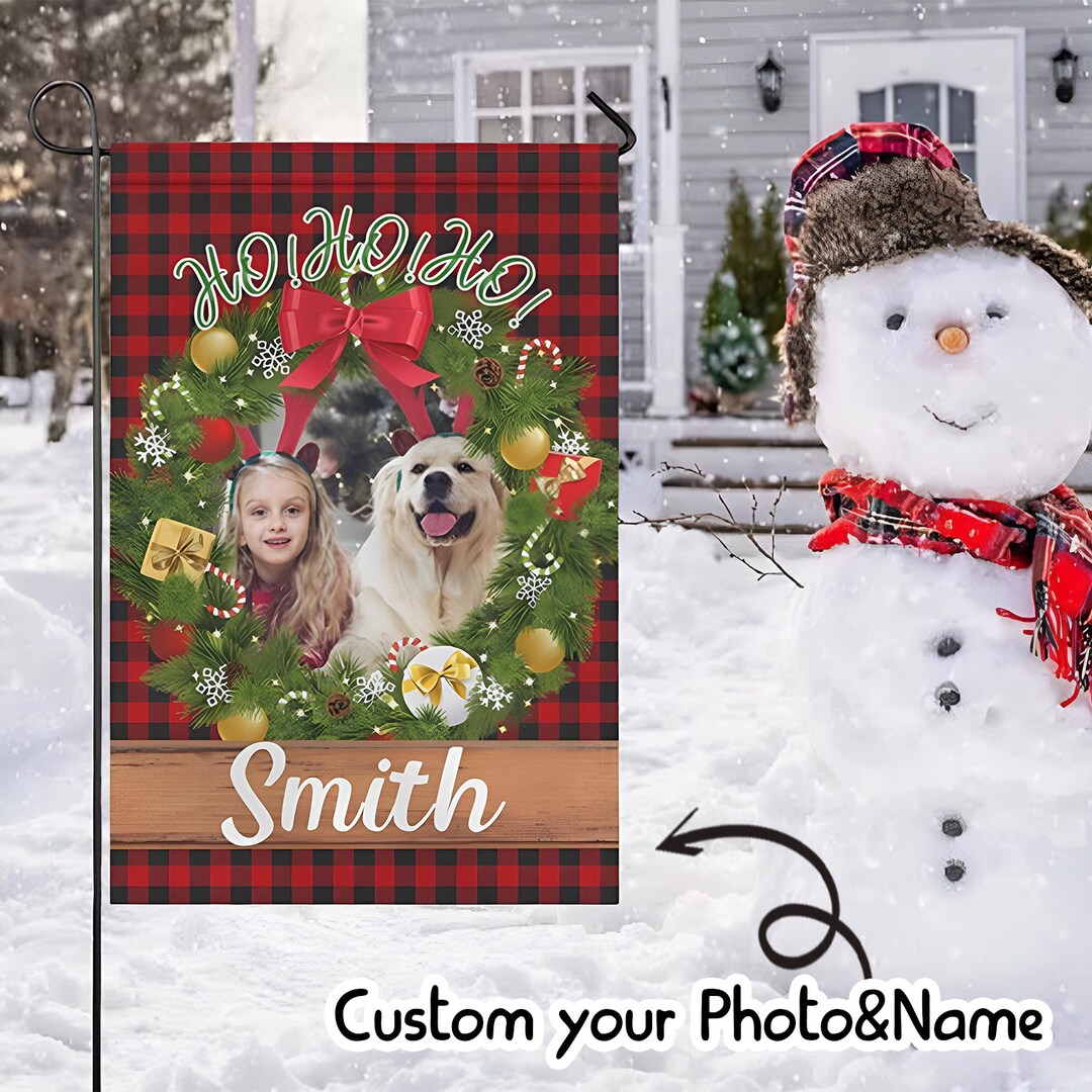 Personalized Christmas Garden Flags Custom Family Photo/name - Etsy