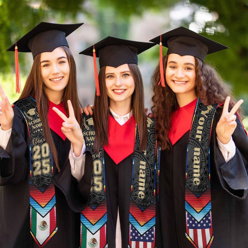 Custom Mexican American Flag Graduation Sash: Personalized Stole - Etsy