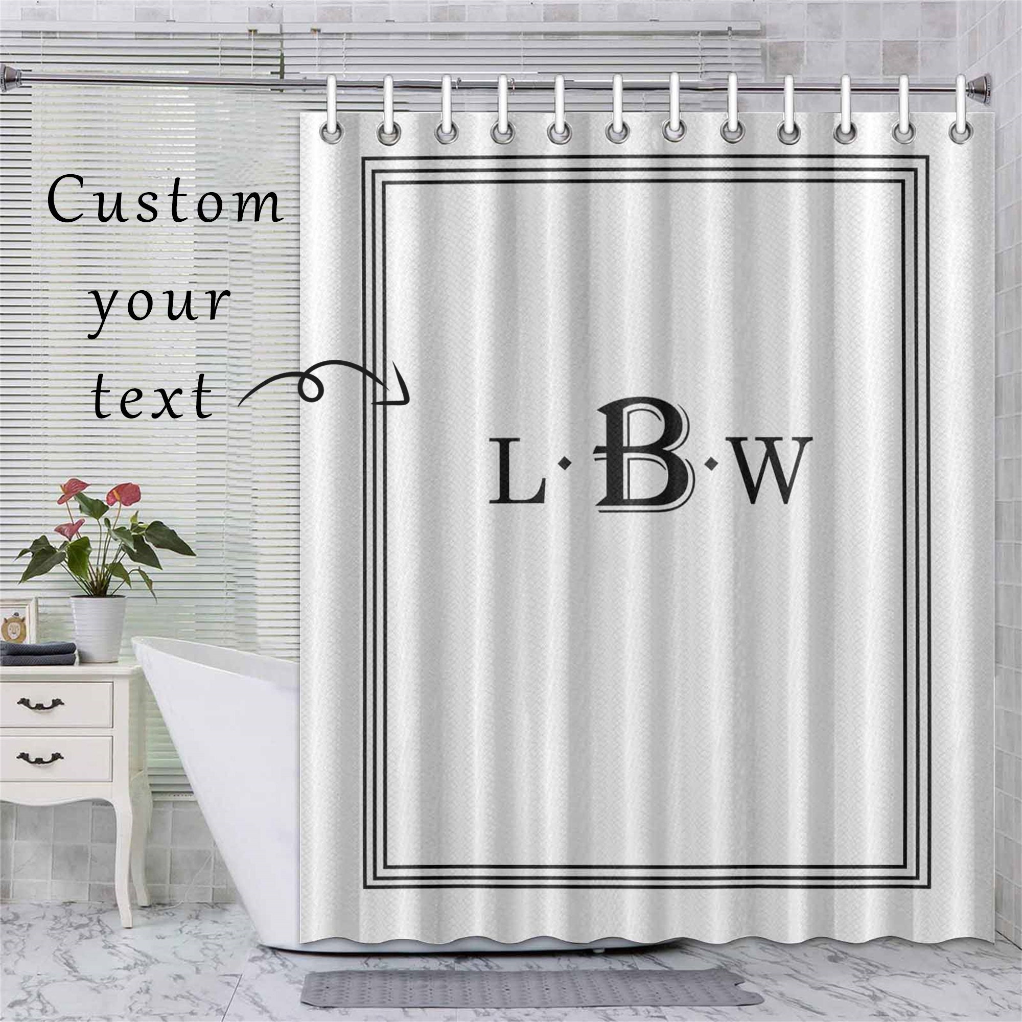 Custom Monogram Bath Curtain Custom Name on Shower Curtain - Etsy