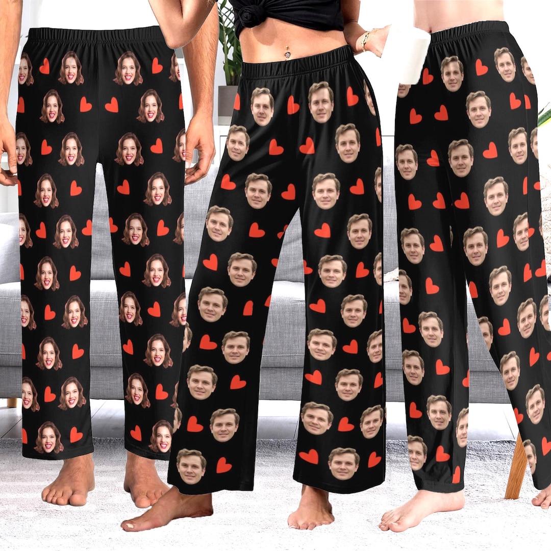Custom Photo Pajama Pants, Personalized Face Pajamas & Socks, Gift for ...
