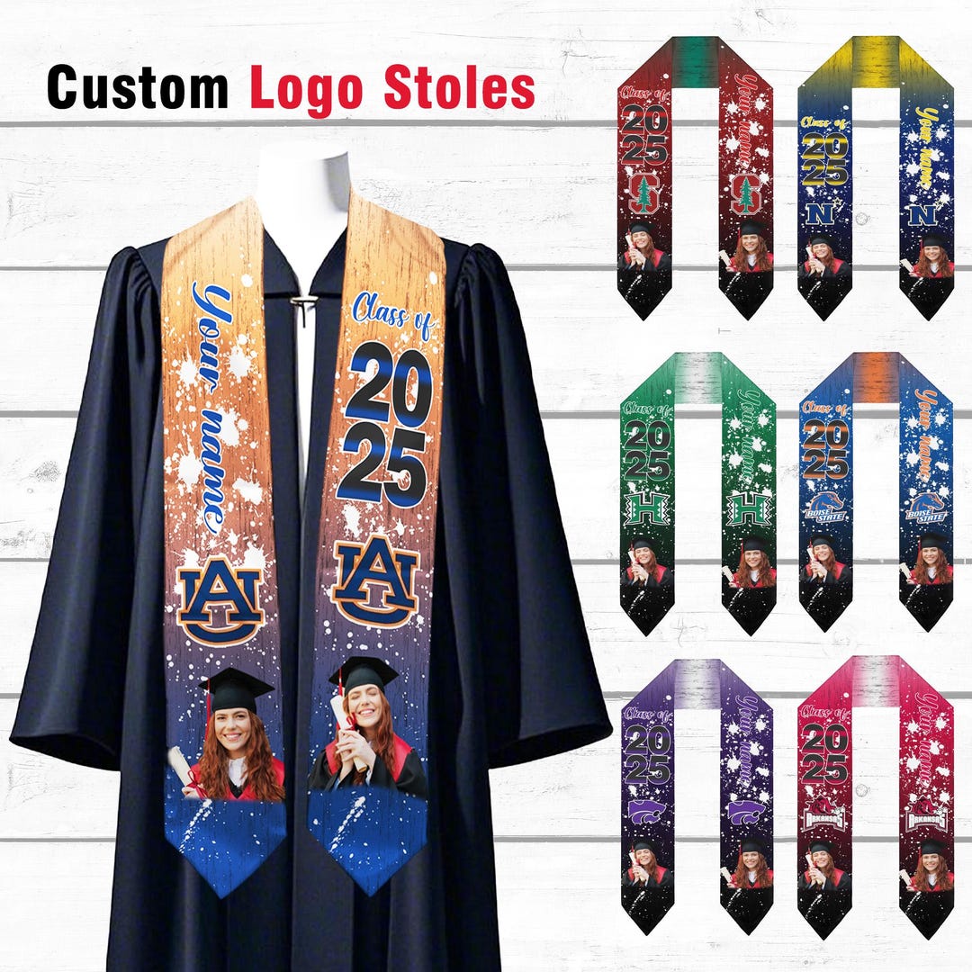Custom School Logo Graduation Stole: Personalized Photo Grad Sash - Etsy