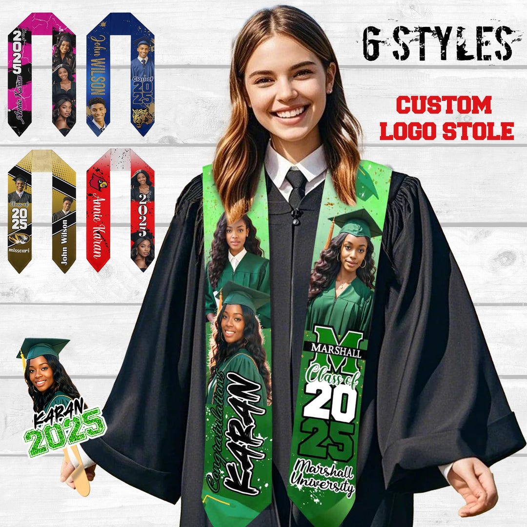 Custom Graduation Stole: Personalized Photo & School Colors - Etsy