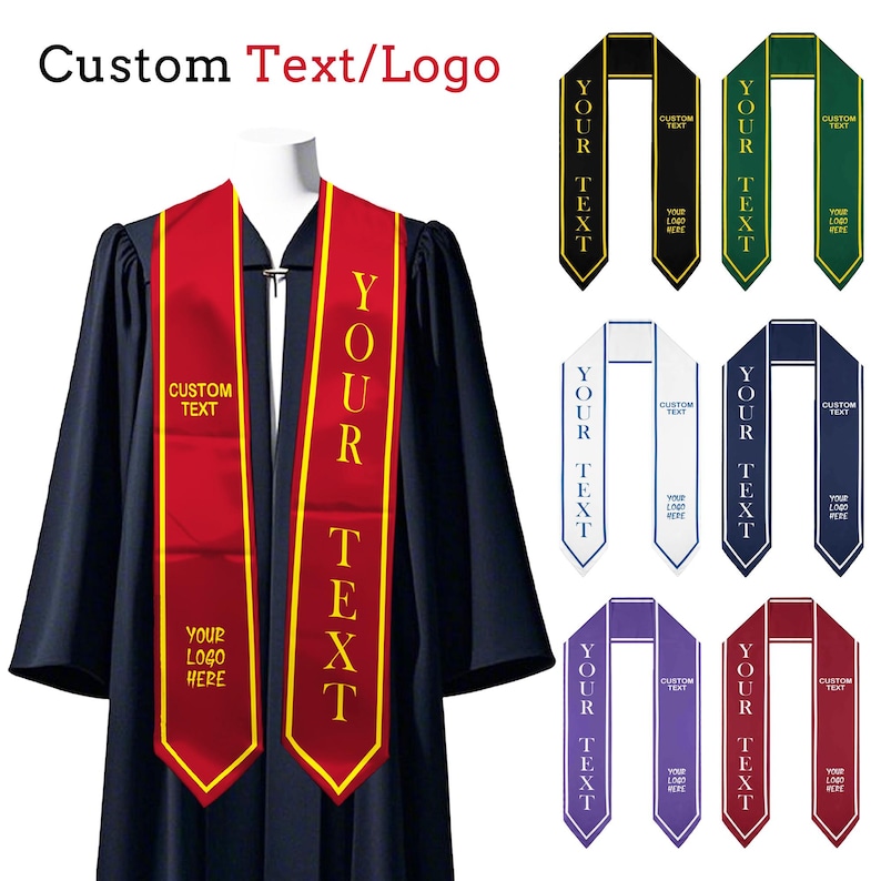 Personalized Graduation Stole: Custom Logo & Text, Class of 2026 - Etsy