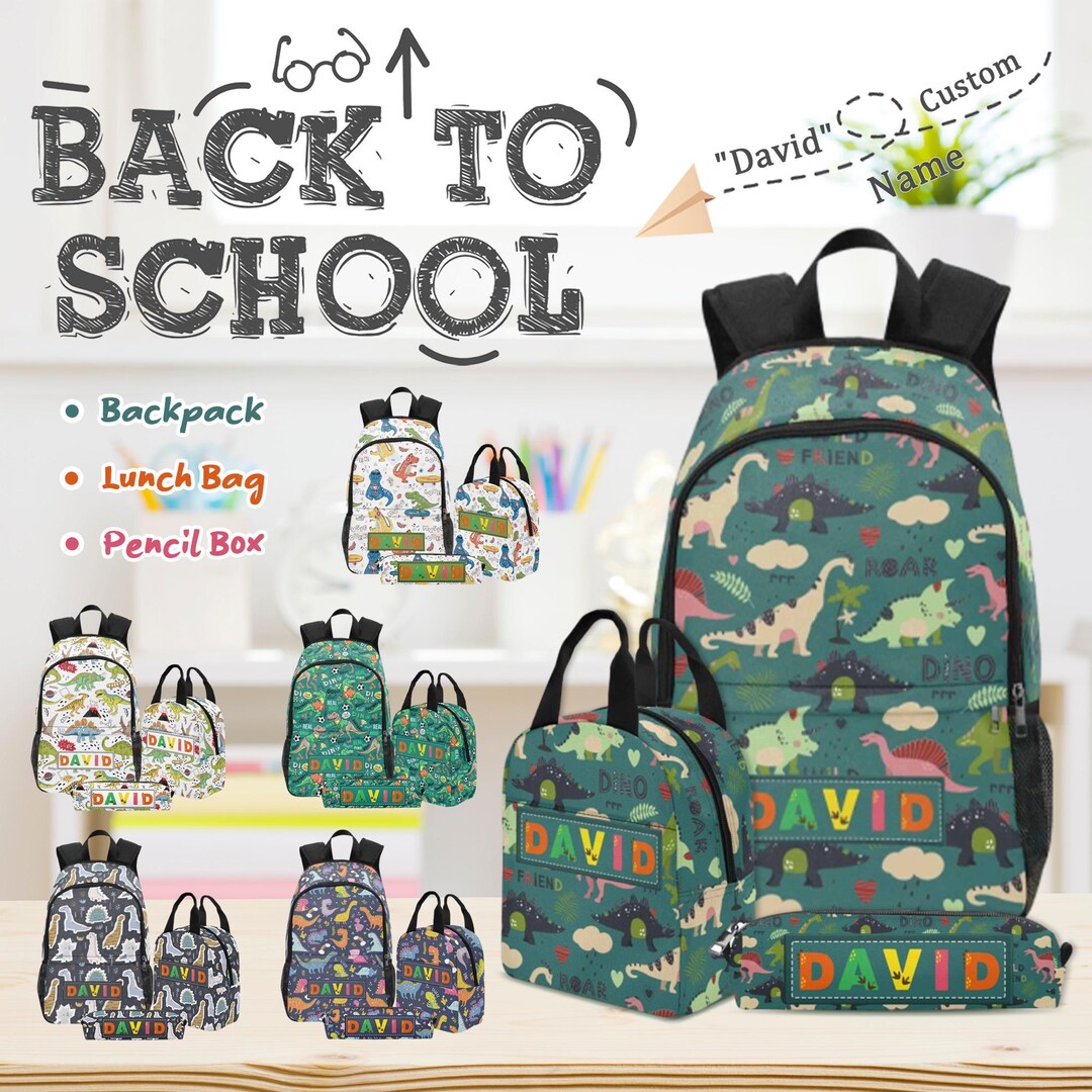 Personalized Dinosaur Backpack,custom Backpack for Kids, Lunch Bag ...