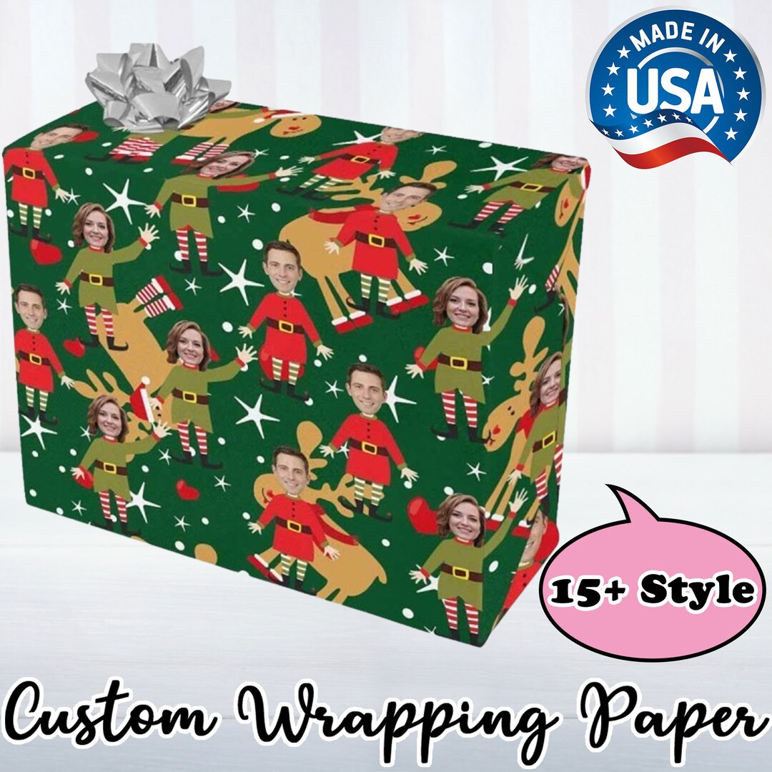 Custom Face Wrapping Gift, Custom Spoof Face Photo Santa's Elf ...