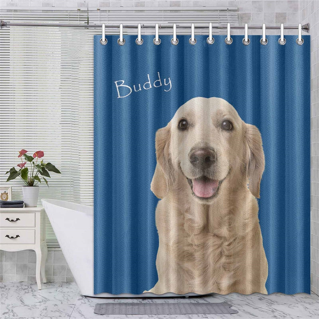 Custom Dog Photo Shower Curtain: Personalized Waterproof Fabric ...