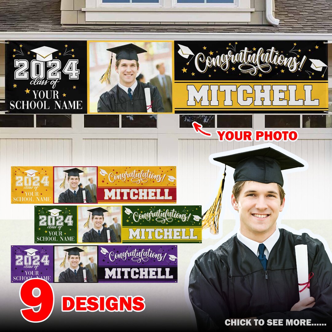 Personalized Graduation Banner,class of 2024 Graduation Photo Banner ...