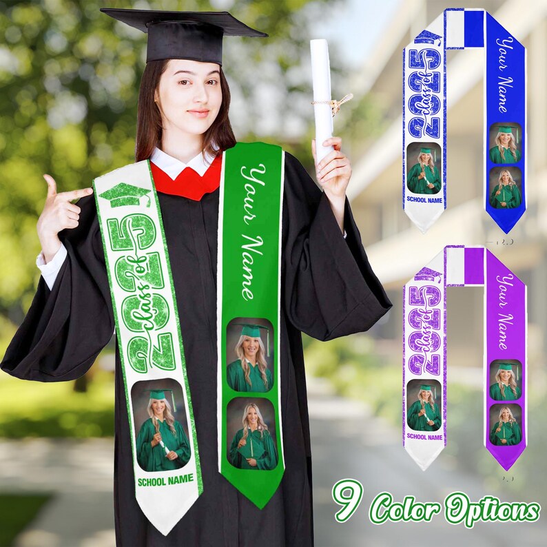 Custom Photo Graduation Stole: Personalized Name & School Sash - Etsy