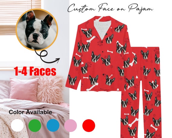 Custom Pajamas With Photo Personalized Dog Face Pajama Set | Etsy