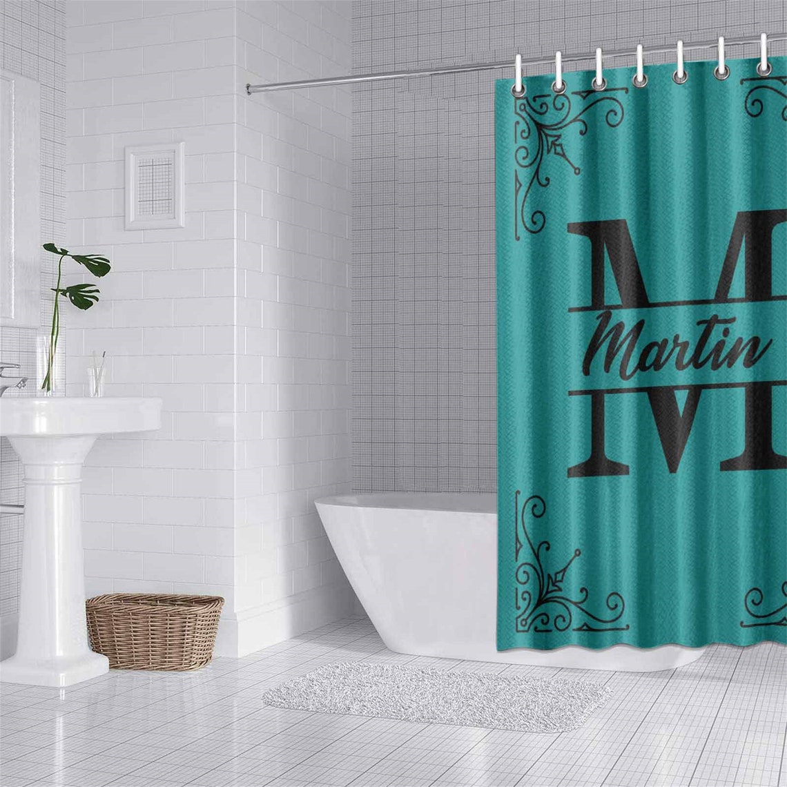 Personalized Monogrammed Shower Curtain Custom Name On Shower Etsy