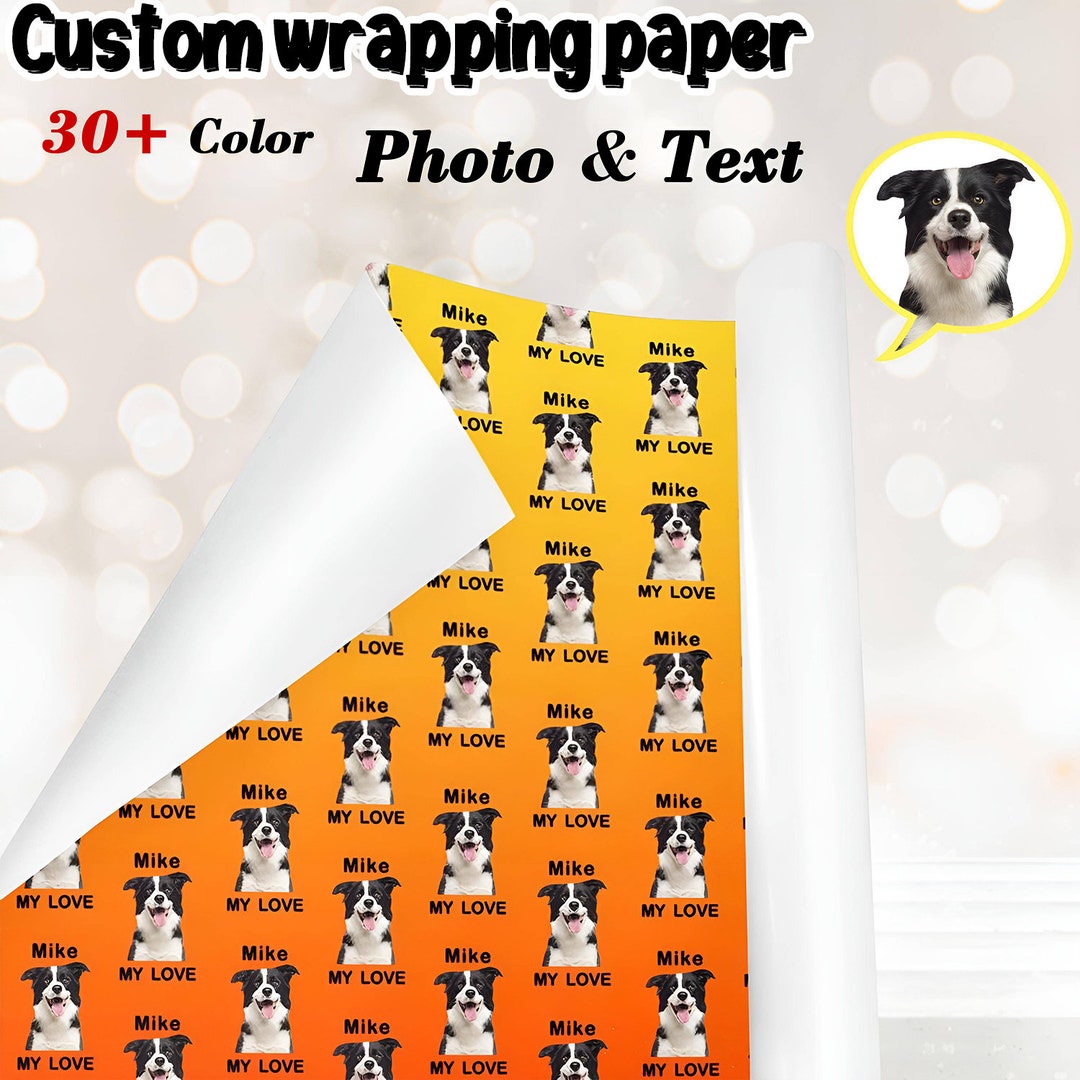 Custom Pet&text Wrap Gift, Custom Dog Face Wrap Roll, Pet Lover Gift ...