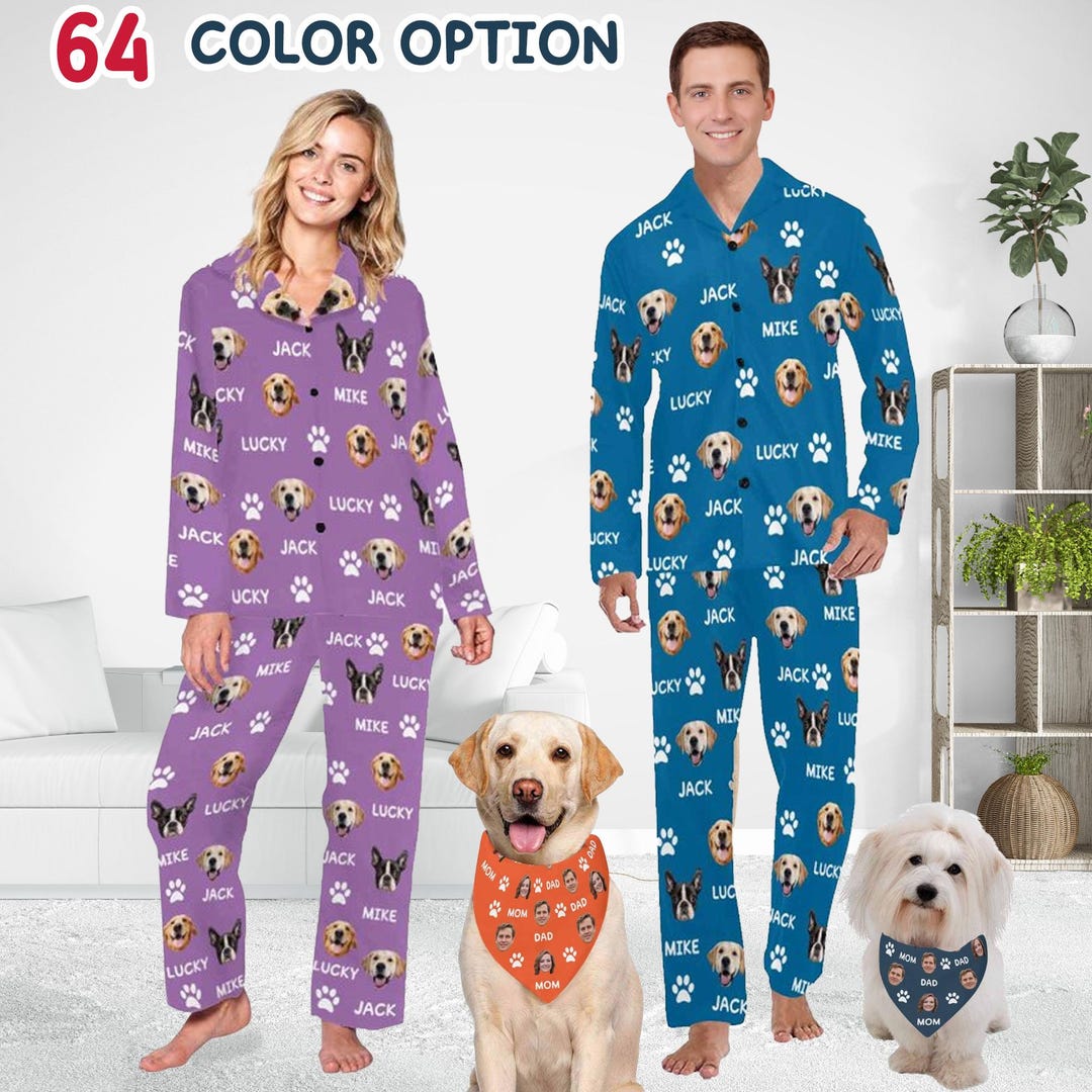 Custom Pet Photo Pajamas, Personalized Dog Face Pjs, Christmas Gift - Etsy