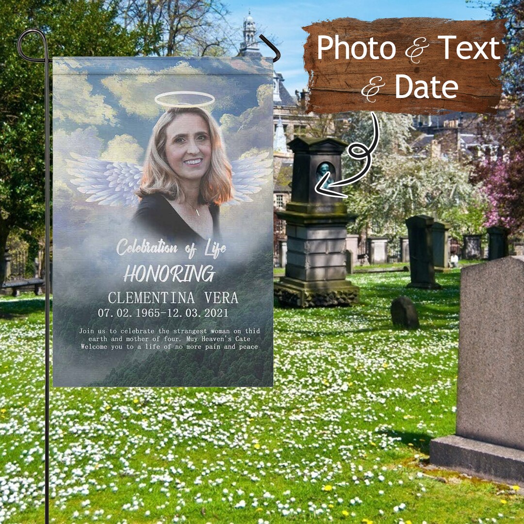 Custom Memorial Garden Flag, Custom Photo&text Angel Flag Garden Flag ...