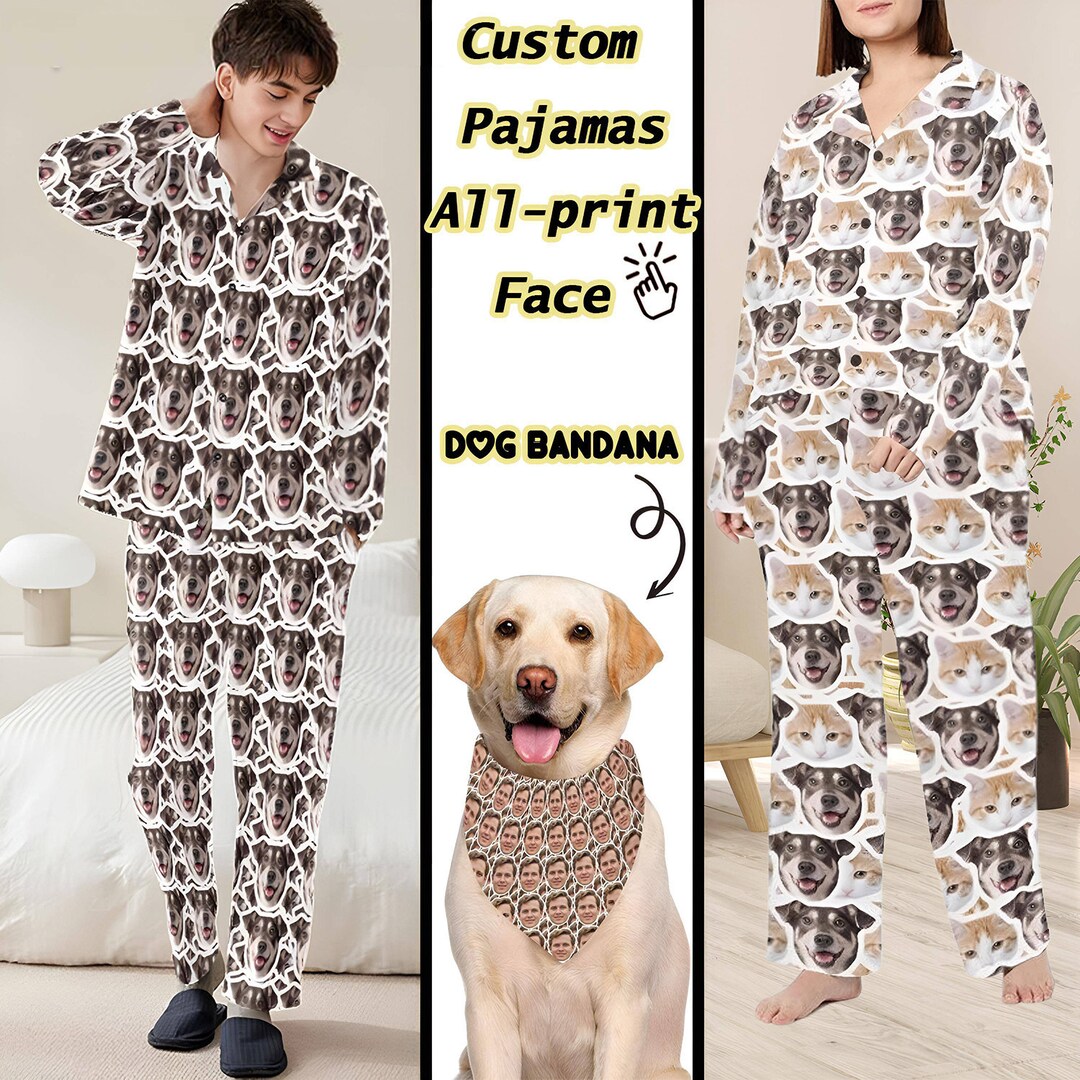 Custom Face Text Pajamas for Women Men Personalized Photo - Etsy
