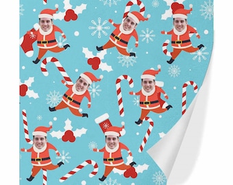 Customised Christmas Santa Face Gift Wrap / Personalised Wrapping Paper ...