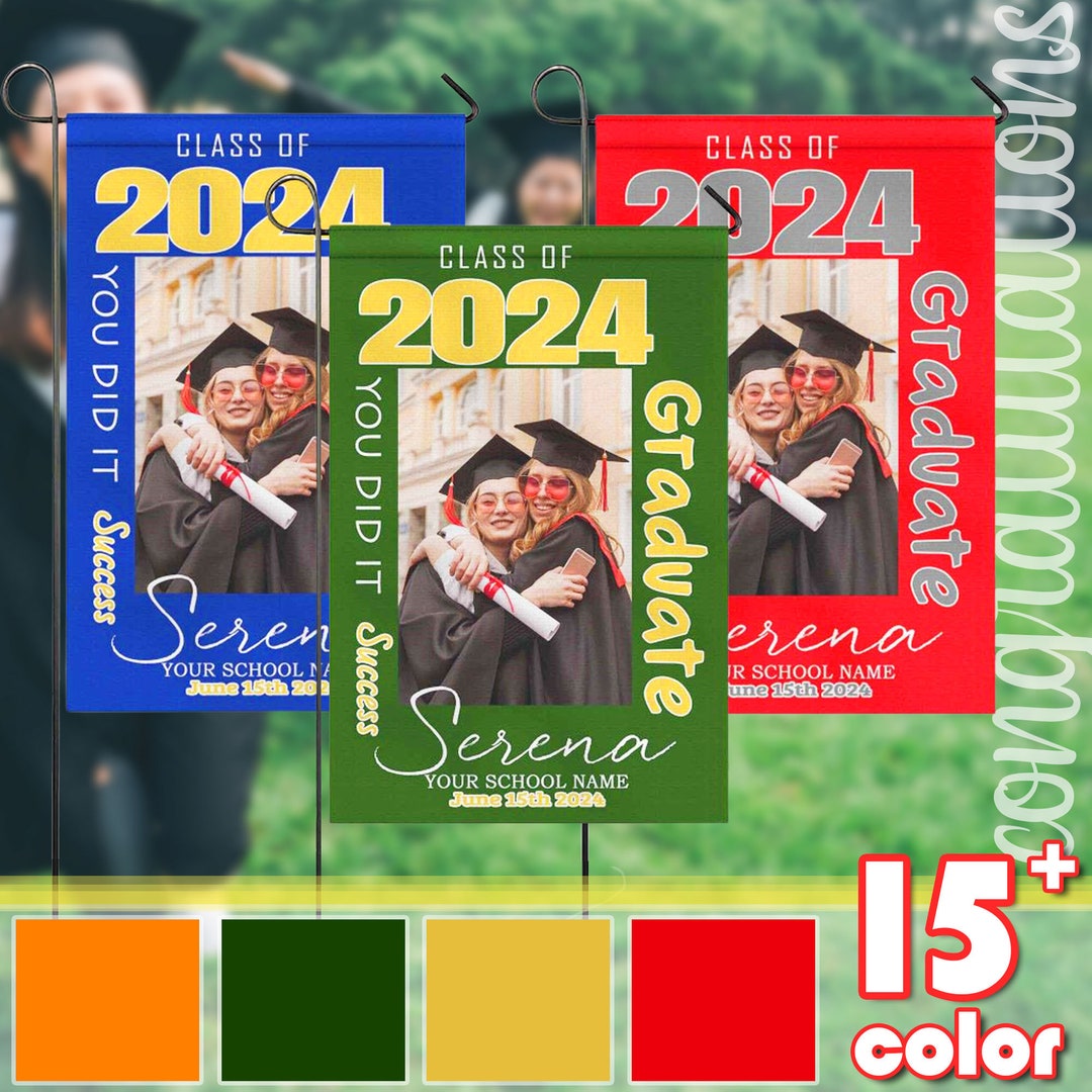 Custom Graduation Photo Garden Flag, Personalized Senior Graduation ...
