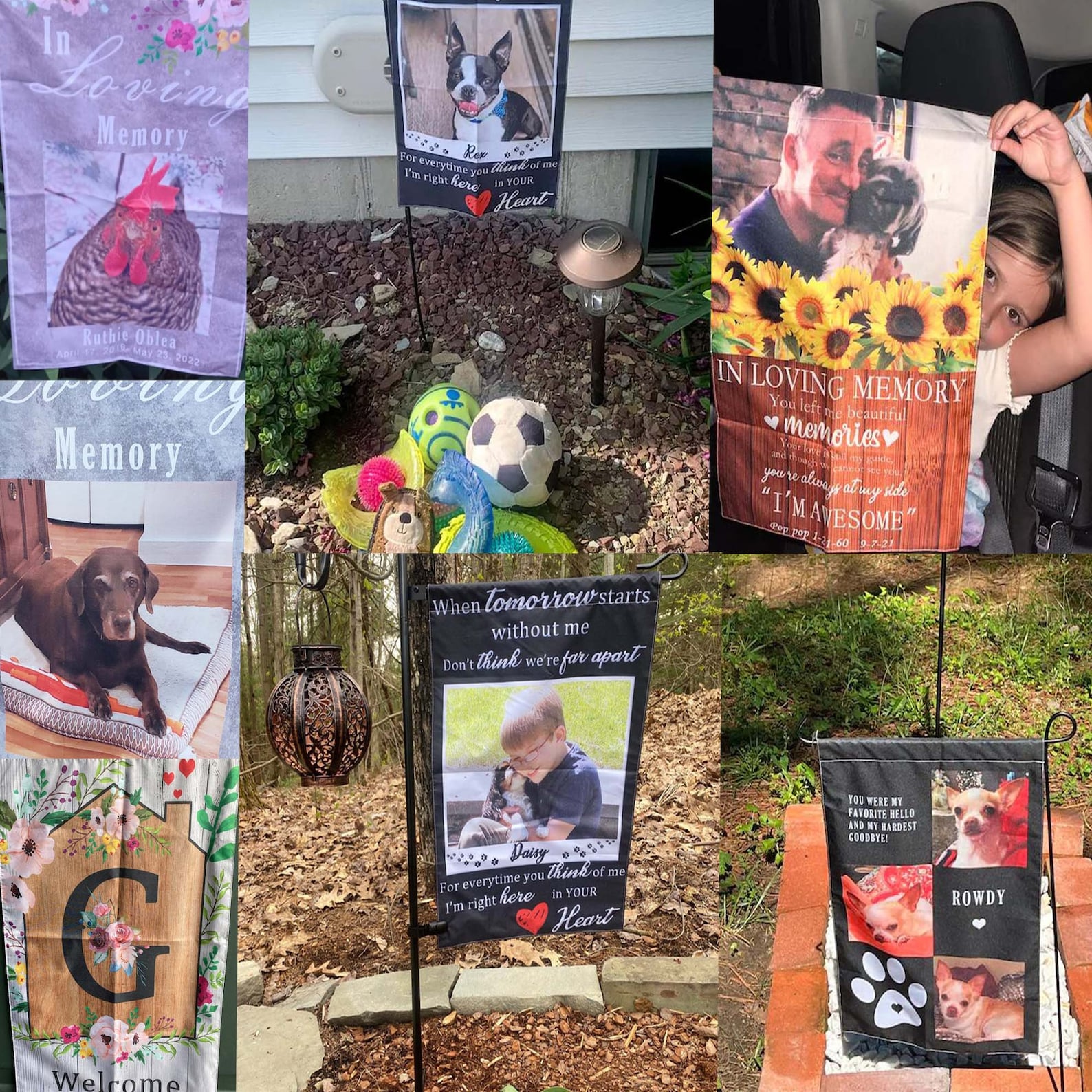 Personalized Memorial Garden Flag, Custom Photo/name/date Flag ...