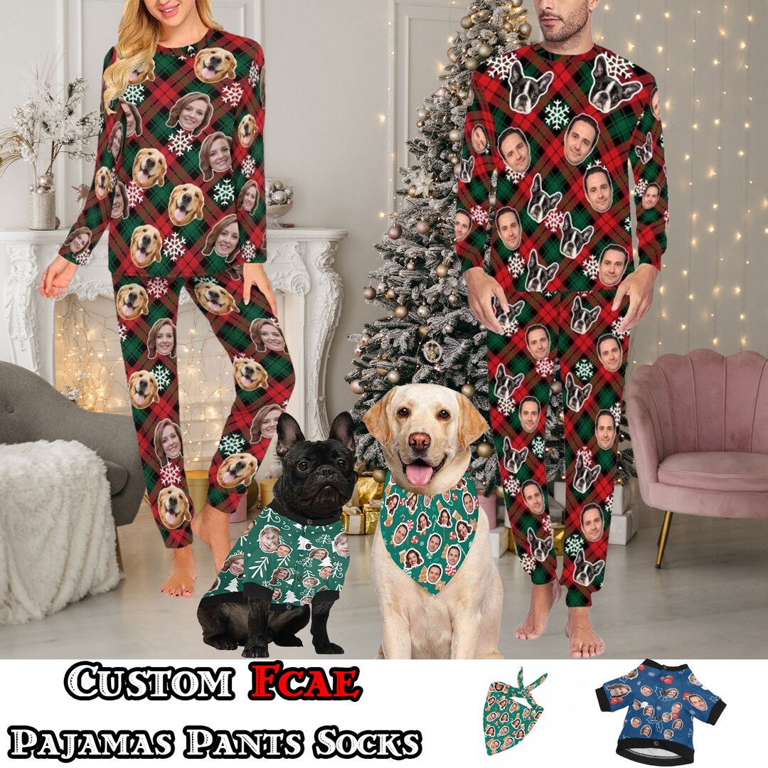 Custom Christmas Pajamas, Custom Face Pajamas Set, Christmas Family ...