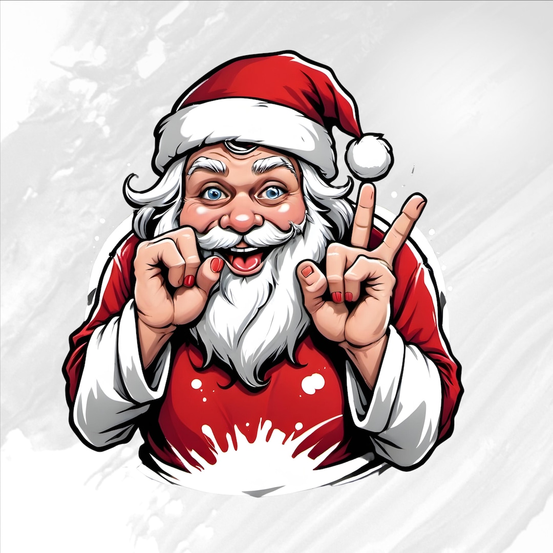 Happy Santa Claus Finger Pointing Clipart Digital PNG for T-shirts ...