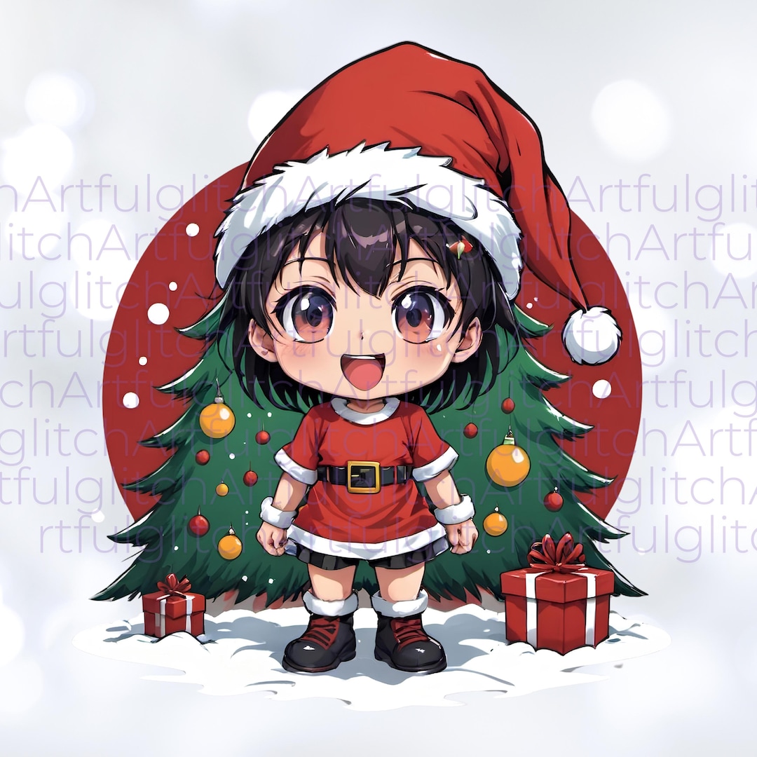 Christmas Anime Character Art Bundle Festive Digital Designs for T ...
