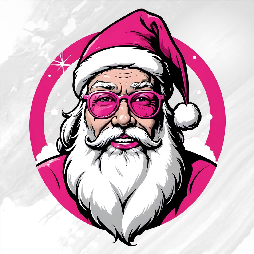 Pink Santa Claus Smiling Clipart Digital PNG for T-shirts, Mugs ...
