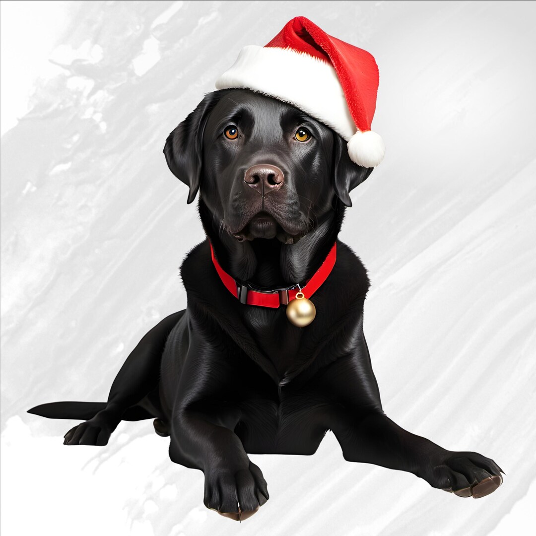 Black Labrador Retriever Holiday Digital File Santa Hat Dog Art for Dog ...