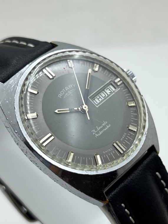 vintage ROTARY Automatic 21 Jewels Smoke Dial Mens Wr… - Gem