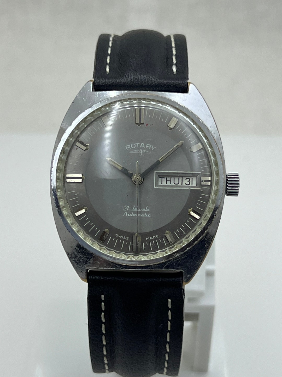 Vintage ROTARY Automatic 21 Jewels Smoke Dial Mens Wristwatch - Etsy