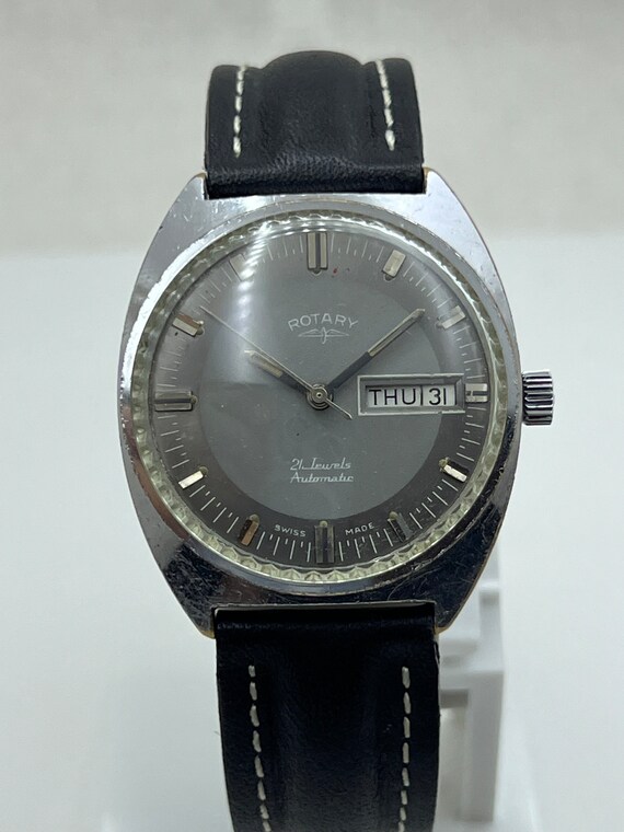 vintage ROTARY Automatic 21 Jewels Smoke Dial Mens Wr… - Gem