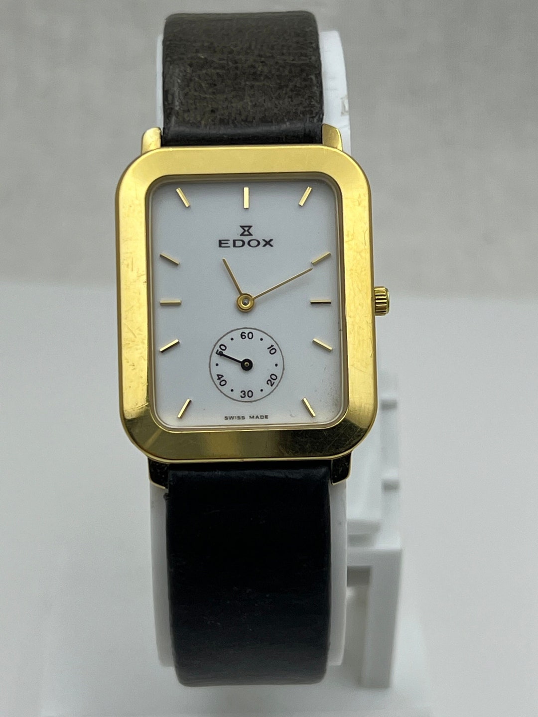 EDOX Petite Seconde Gold Filled Tank Case Mens Wristwatch Ca.1990s - Etsy