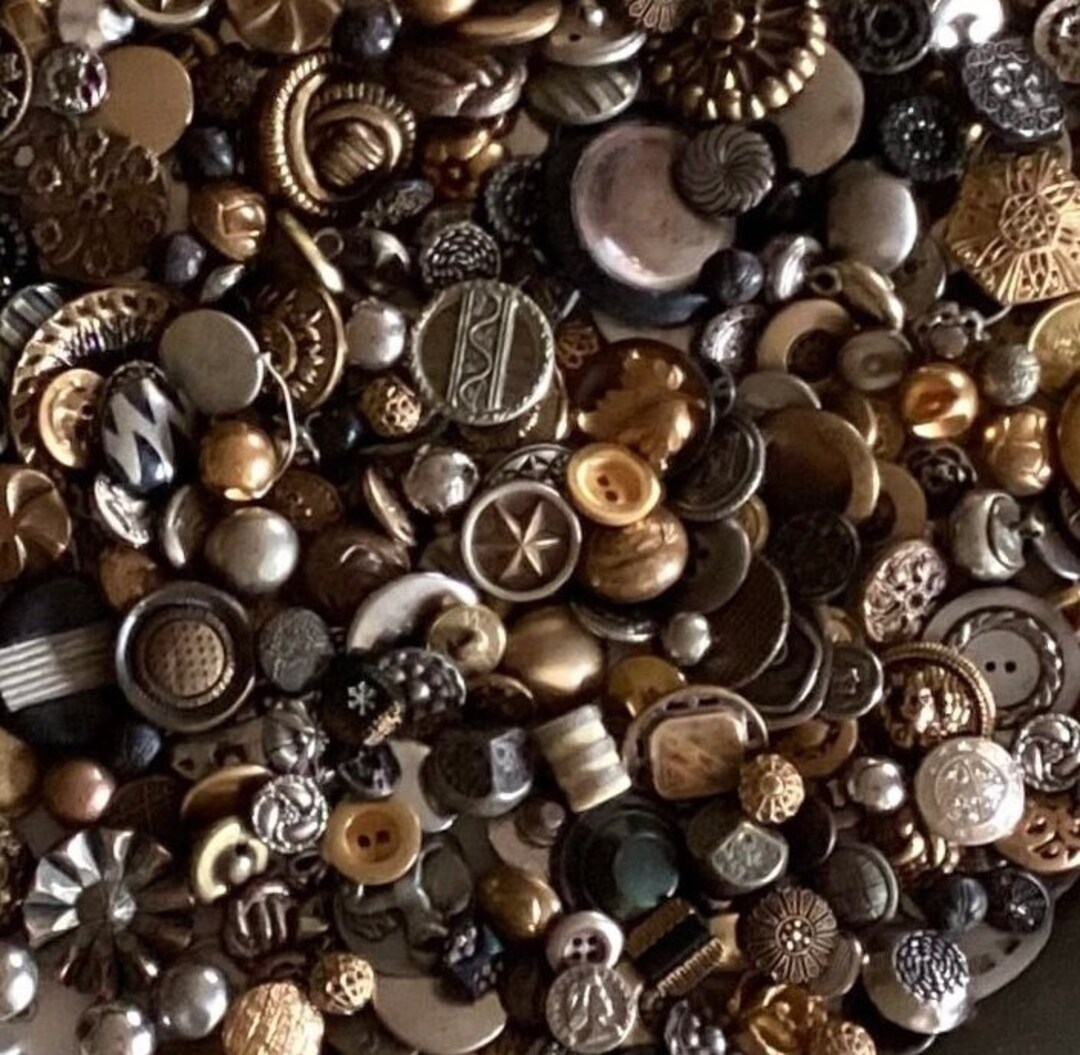 Antique Vintage Fancy Metal Button Lot Gold Metal Button Lot Silver ...