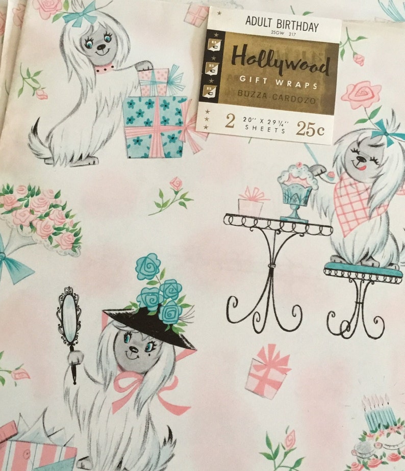 50s Vintage Buzza Hollywood Wrapping Paper Gift Wrap / Scrapbooking ...