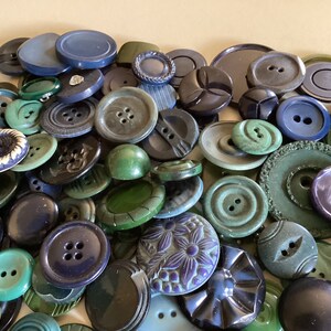 Vintage Large Fancy Blue / Green Button Lot / Novelty Buttons Junk ...