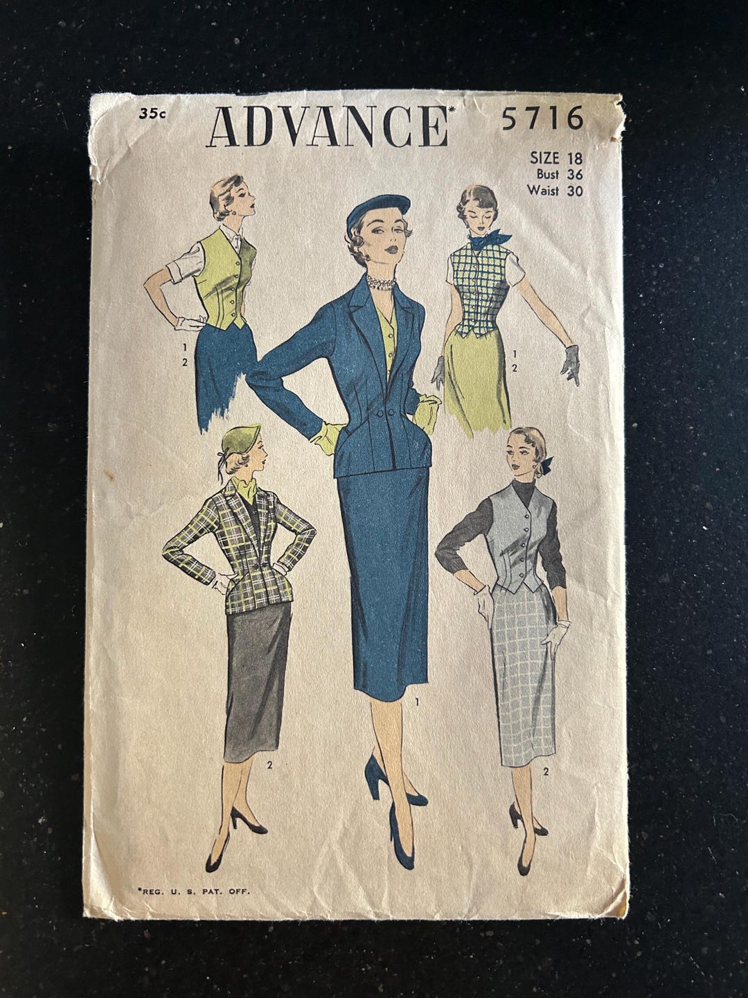 Uncut 40s Advance Sewing Pattern 5716 Work Suit - Etsy