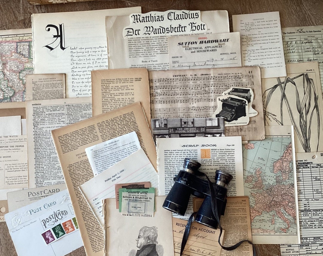 Vintage Ephemera Bundle Scrapbook Junk Journal Maps Postcards Book ...