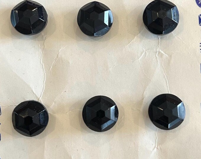Vintage Black Glass Faceted Buttons Nouveaute Carded - Etsy