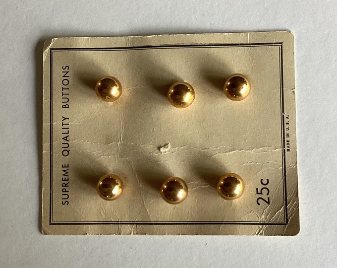 70s Vintage Matching Button Set Gold Metal Round Ball Buttons Corded ...