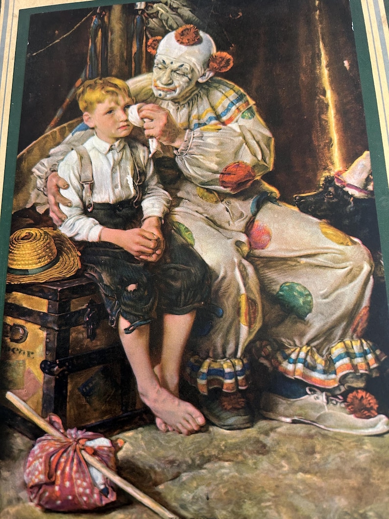 30s Antique/vintage Wall Calendar / Sad Clown With Runaway Boy ...