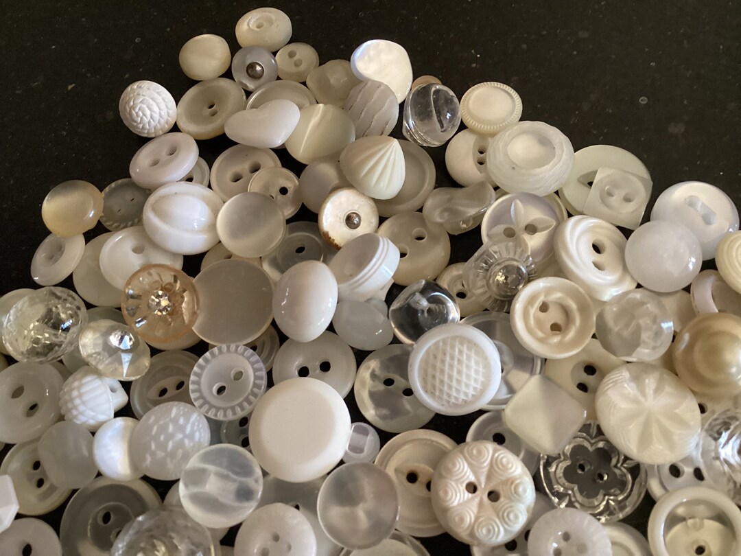 Mixed Tiny Fancy White Ivory Button Lot Buttons Scrapbooking, Junk ...