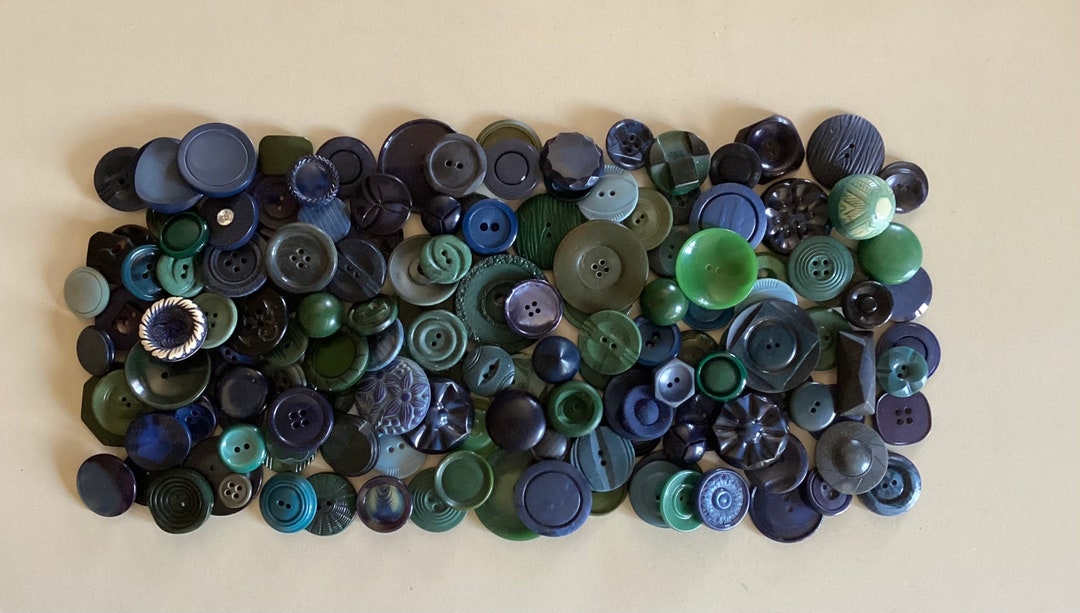 Vintage Large Fancy Blue / Green Button Lot / Novelty Buttons Junk ...