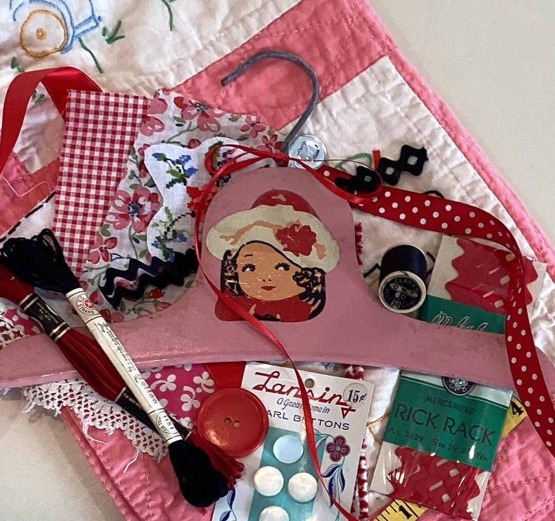 Vintage Pink/red Sewing Bundle Collection/ Slow Stitch Kit - Etsy