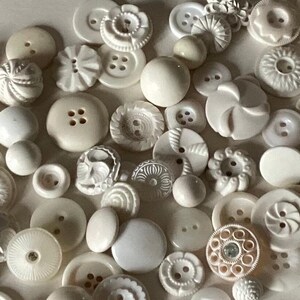 Vintage Fancy White Plastic Button Lot Crafting, Junk Journal ...