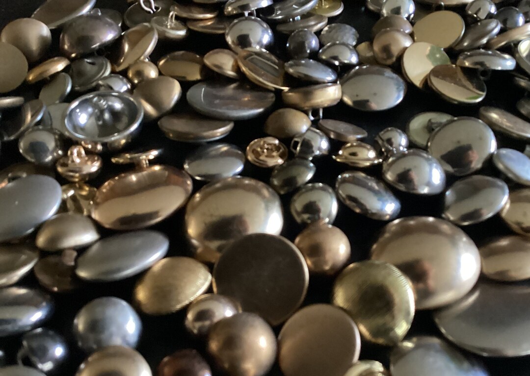 Flat/rounded Metal Button Lot Craft Buttons, Gold Metal Button, Silver ...