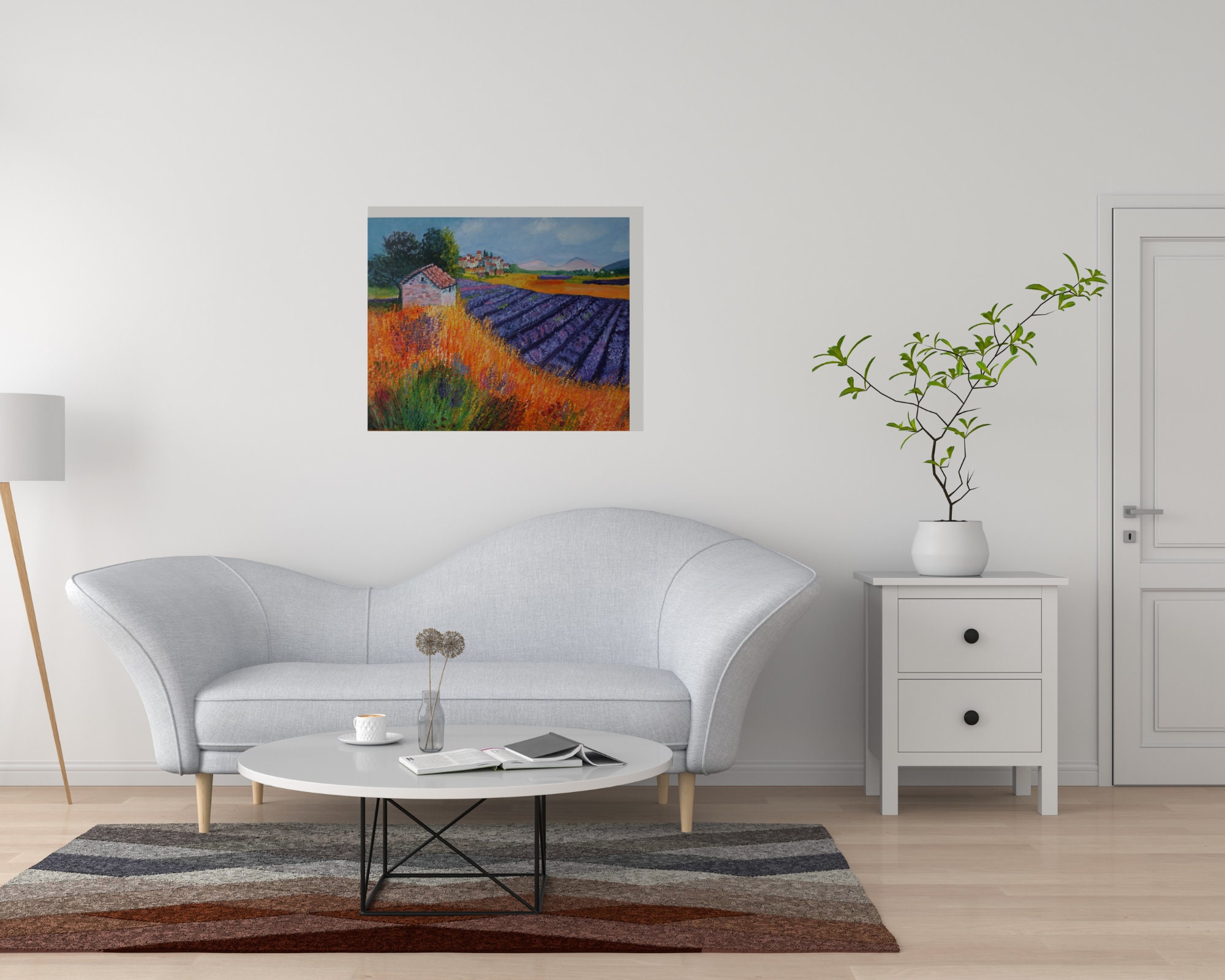 Lavender Fields Oil Painting, Original Provence Landscape Art ...