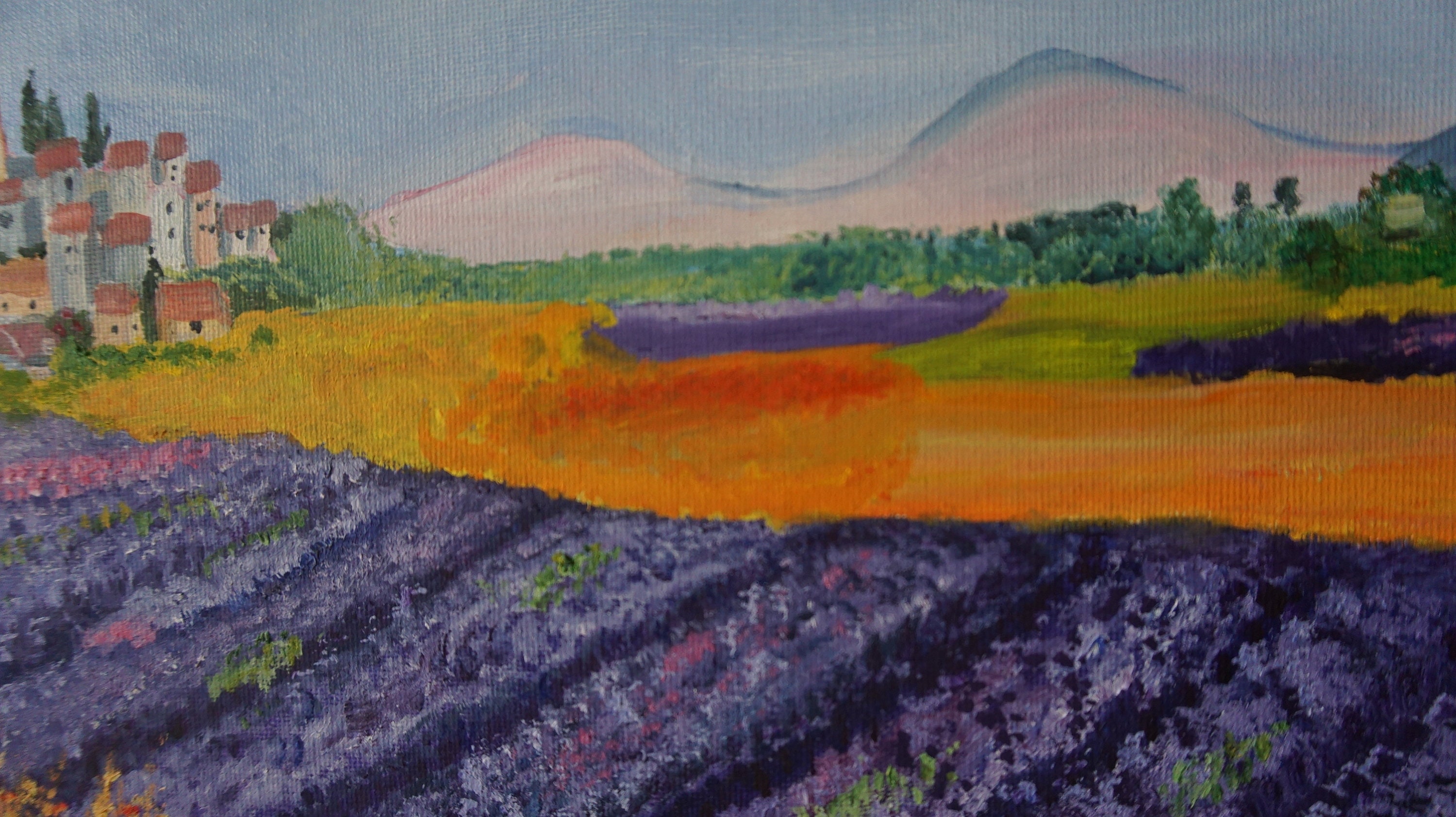 Lavender Fields Oil Painting, Original Provence Landscape Art ...